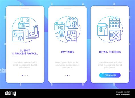 Stages Of Payroll Processing Blue Gradient Onboarding Mobile App Screen Stock Vector Image And Art