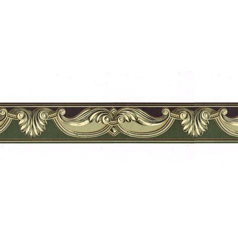 Architectural Acanthus Leaf Scroll Shell Swag Green Black Wall Paper