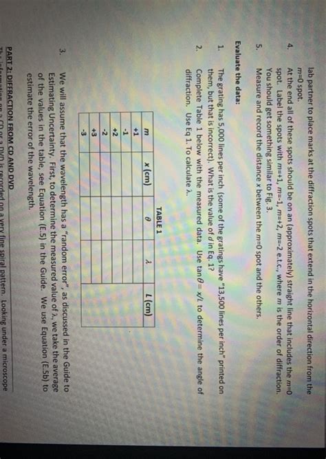 Solved Diffraction The Purpose Of This Lab Is To Explore