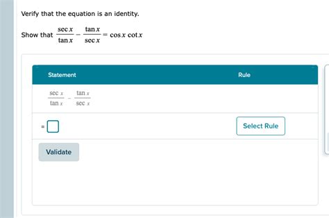 Solved Verify That The Equation Is An Identity Secx Tan X Chegg Com