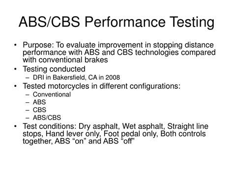 PPT Summary Of ABS CBS Test Track Performance PowerPoint Presentation ID