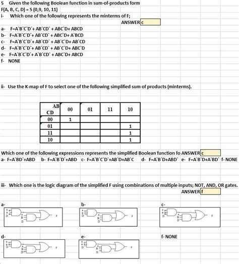 Solved 5 Given The Following Boolean Function In