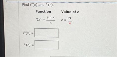 solved find f x and f c function value of c sin x f x