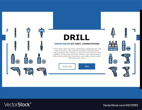 Drill Equipment Construction Landing Header Vector Image