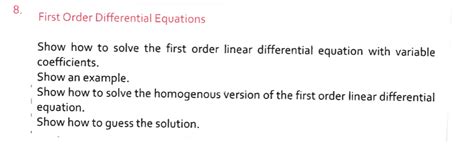 Solved First Order Differential Equations Show How To Solve