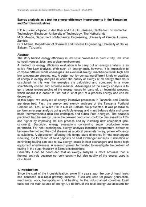 Exergy Analysis As A Tool For Energy Efficiency Improvements In The T…