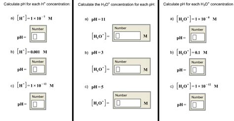 Solved Calculate PH For Each H Concentration Calculate The Chegg Com