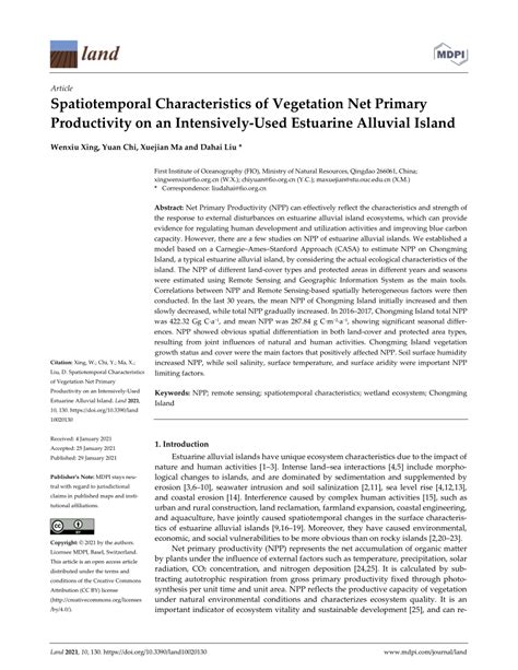 Pdf Spatiotemporal Characteristics Of Vegetation Net Primary