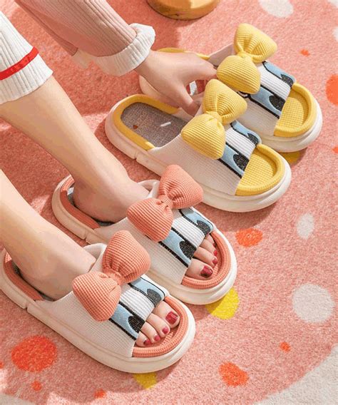 💛폭신폭신💛 키높이 4cm 통굽 마시멜로 슬리퍼💗 오리슬리퍼 말랑말랑 리본 큐티 린넨소재 발편한 슬리퍼 귀여운 사무실 학교 학생 구름 프릴 공주 쿠션 에이블리