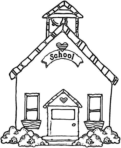 Black And White Cartoon School House