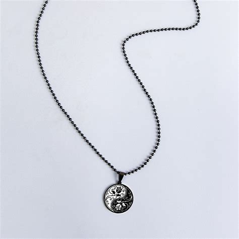 Rose Yggdrasil Tree Of Life Yin Yang Positive Negative Necklace