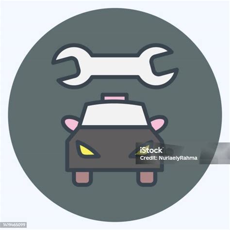 아이콘 자동차 정비사 자동차 기호에 적합합니다 컬러 메이트 스타일 편집 가능한 간단한 디자인 디자인 템플릿 벡터 간단한 그림