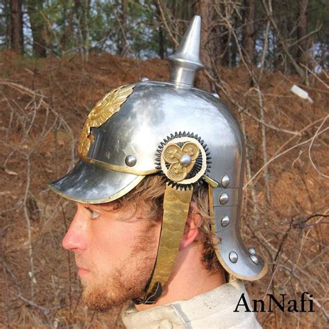 Annafi German Pickelhaube Military Helmet Steel Imperial Prussian