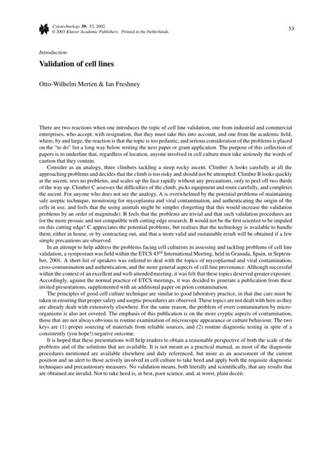 Pdf Validation Of Cell Lines Introduction