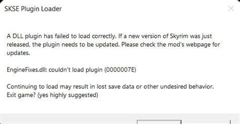 Skse Plugin Loader All Plugin Has Failed To Load Correctly If A New