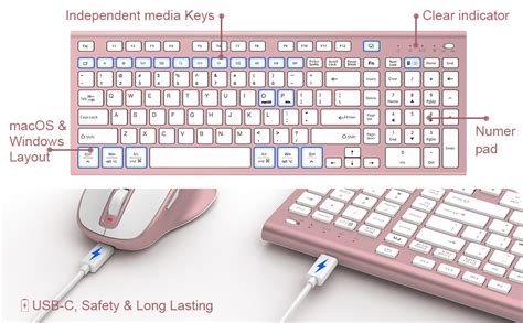 Amazon Com FENIFOX Wireless Keyboard And Mouse Ergonomic Rechargeable Silent Quiet Slim