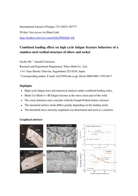 Pdf Combined Loading Effect On High Cycle Fatigue Fracture Behaviors