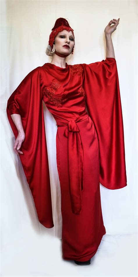 Red Kimono Dress Etsy