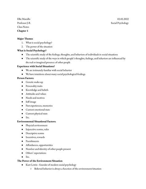 Chapter 1 Class Notes 02 Ellie Marullo 02 Professor J R Social