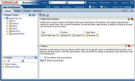 Obiee2go Obiee 11g6 Creating Dashboard Traversing Through Graph