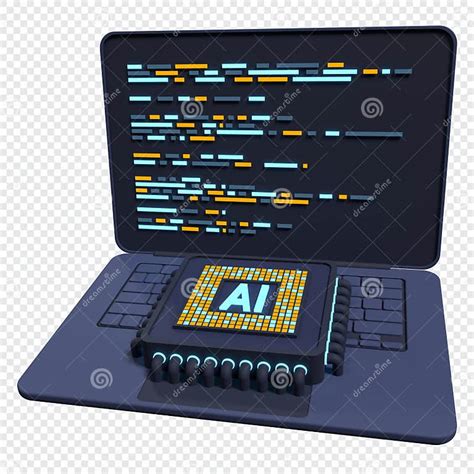 3d Render Laptop Computer With Microchip Ai Chip Hardware Concept