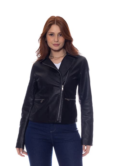 Jaqueta Feminina Em Pu Com Bolsos Crocker 49156