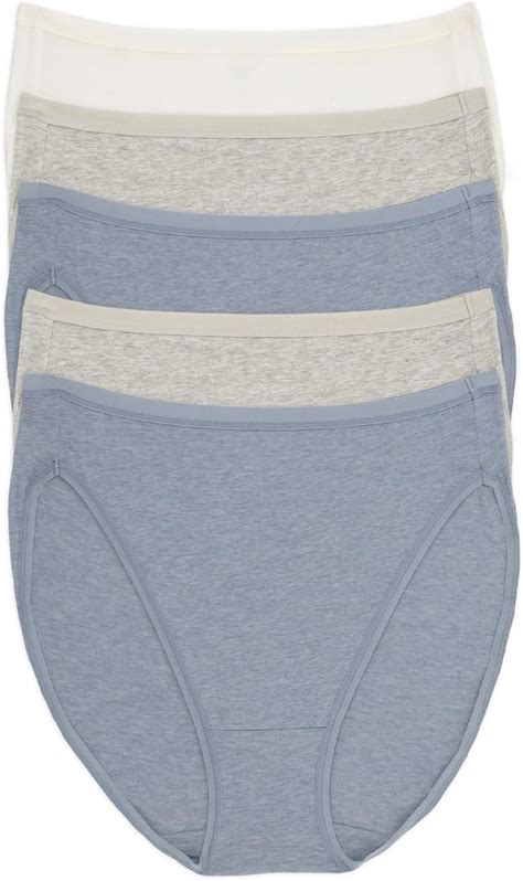 Felina Womens Organic Cotton Stretch Hi Cut Panty 5 Pack Underwear At