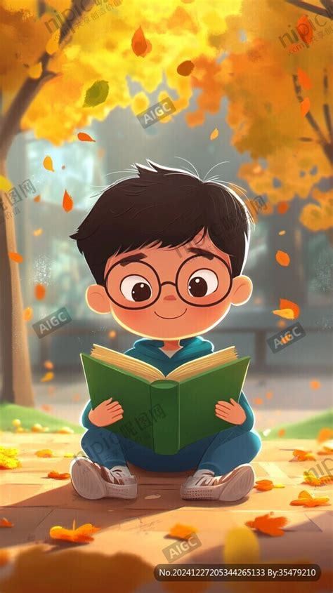 Ai创作图卡通读书场景 图书馆儿插 儿童看书插画 阅读插画插图 学习认真看书的学生 阅读节插画 读书学习主题场景 看书插画 阅读插画 读书日