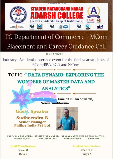 Sudhee Rao On Linkedin Lectureseries Powerofdata Masterdata Dataanalytics Adarshacollege