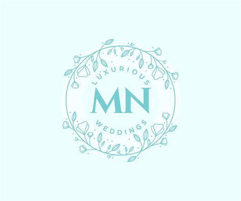 Mn Initials Letter Wedding Monogram Logos Template Hand Drawn Modern