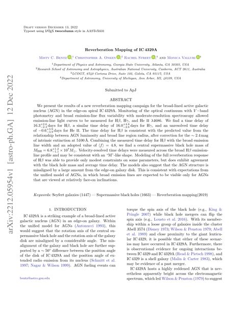 Pdf Reverberation Mapping Of Ic4329a