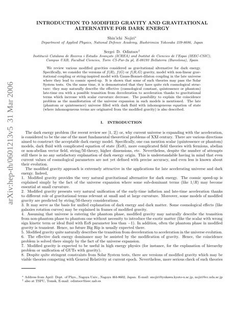 Pdf Introduction To Modified Gravity And Gravitational · Here R Is The Scalar Curvature F