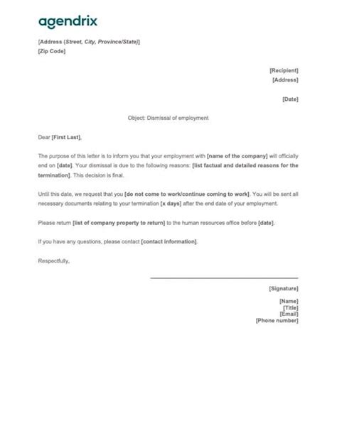 Free Dismissal Letter Template For Gross Misconduct To Download Agendrix