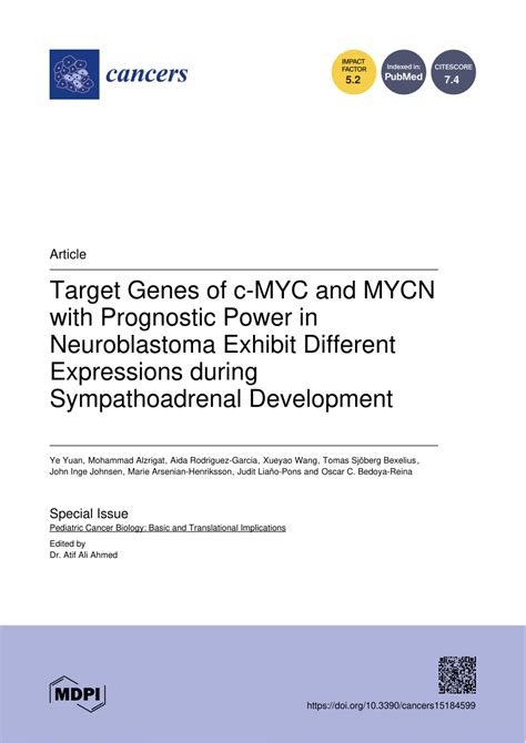 pdf target genes of c myc and mycn with prognostic power in