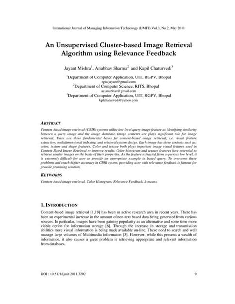 An Unsupervised Cluster Based Image Retrieval Algorithm Using Relevance