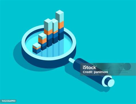 플랫 스타일의 돋보기 아이콘입니다 색상 배경에 대한 확대경과 다이어그램을 검색합니다 확대 축소 진행률 차트 비즈니스 분석 그림입니다 프로젝트를 위한 벡터 디자인 개체 검사