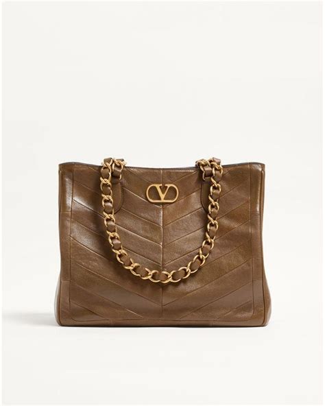 Valentino Garavani Laseine Shopping Bag In Brown Lyst