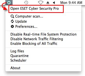 KB3256 Open The Main Program Window Of ESET Cyber Security