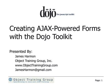 Ppt Creating Ajax Powered Forms With The Dojo Toolkit Powerpoint
