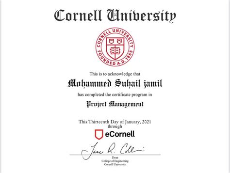 Mohammed Suhail Jamil On Linkedin Cornelluniversity Projectmanagement