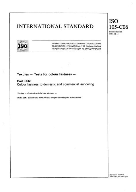 ISO 105 C06 1987 Textiles Tests For Colour Fastness Part C06 Colour Fastness To Domestic And