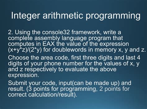 Solved Integer Arithmetic Programming 2 Using The Console32