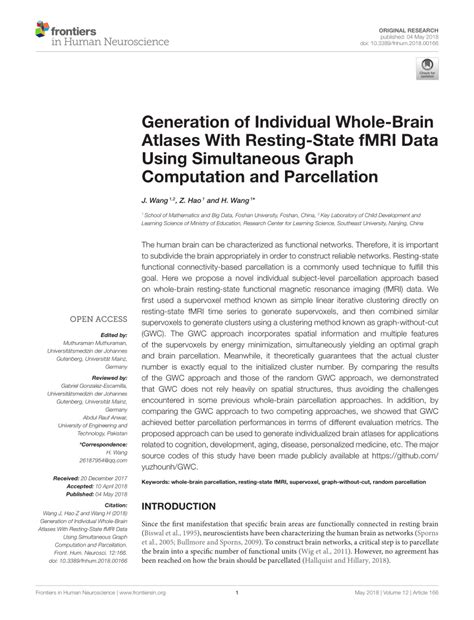 PDF Generation Of Individual Whole Brain Atlases With Resting State FMRI Data Using