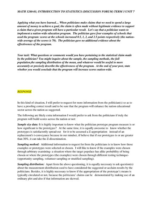 Math 1280 01 Discussion Forum Term 3 Unit 7 Math 1280 01 Introduction To Statistics