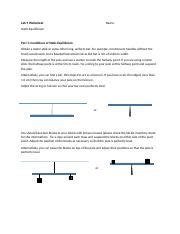 Lab Static Equilibrium Docx Lab Worksheet Name Static Equilibrium Part Conditions Of