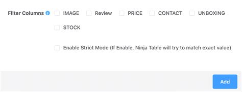 Custom Filter Data Table