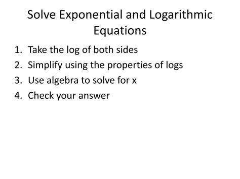 PPT Solve Exponential And Logarithmic Equations PowerPoint Presentation ID 2528852