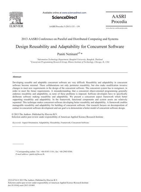 Pdf Design Reusability And Adaptability For Concurrent Software
