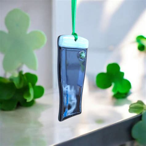 Pint Of Porter Fused Glass Decoration Connemara Blue