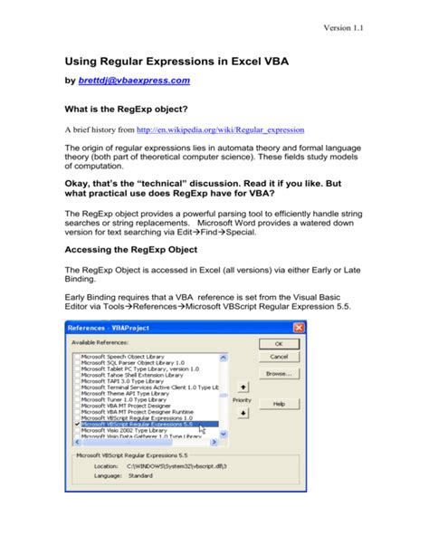 excel vba regular expressions tutorial